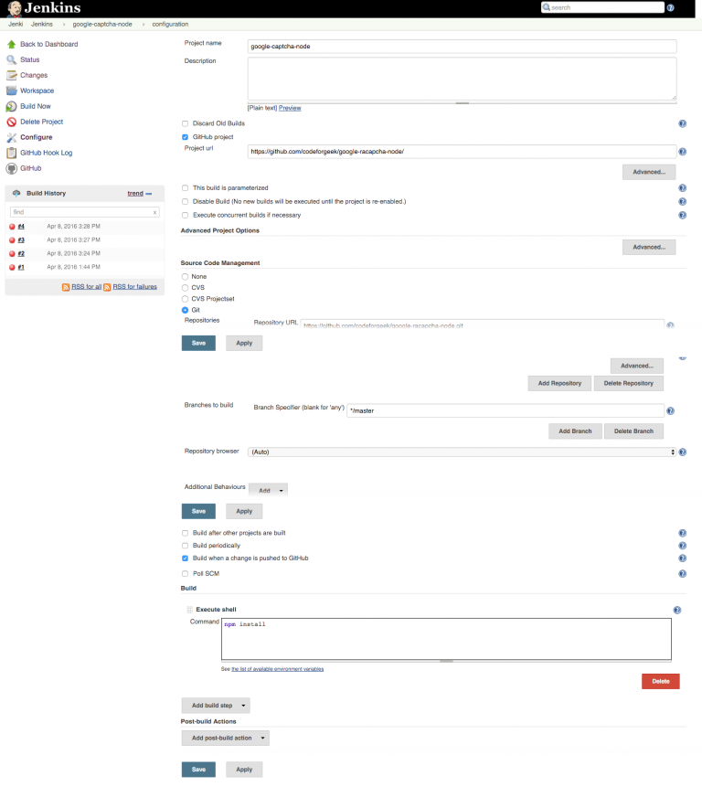 Continuous Integration and deployment with Jenkins and Node.js