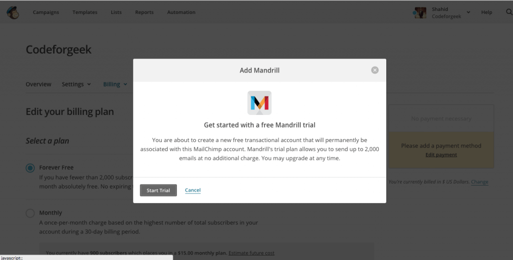 How to Send Email Using Nodejs and Mandrill | CodeForGeek