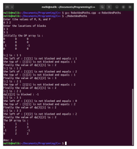 Robot And Paths Problem Using Dynamic Programming in C++ | CodeForGeek