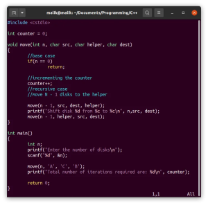 Tower Of Hanoi In C [SOLVED] | CodeForGeek