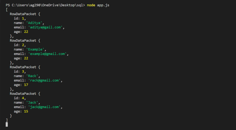 NodeJS MySQL Select Record | CodeForGeek