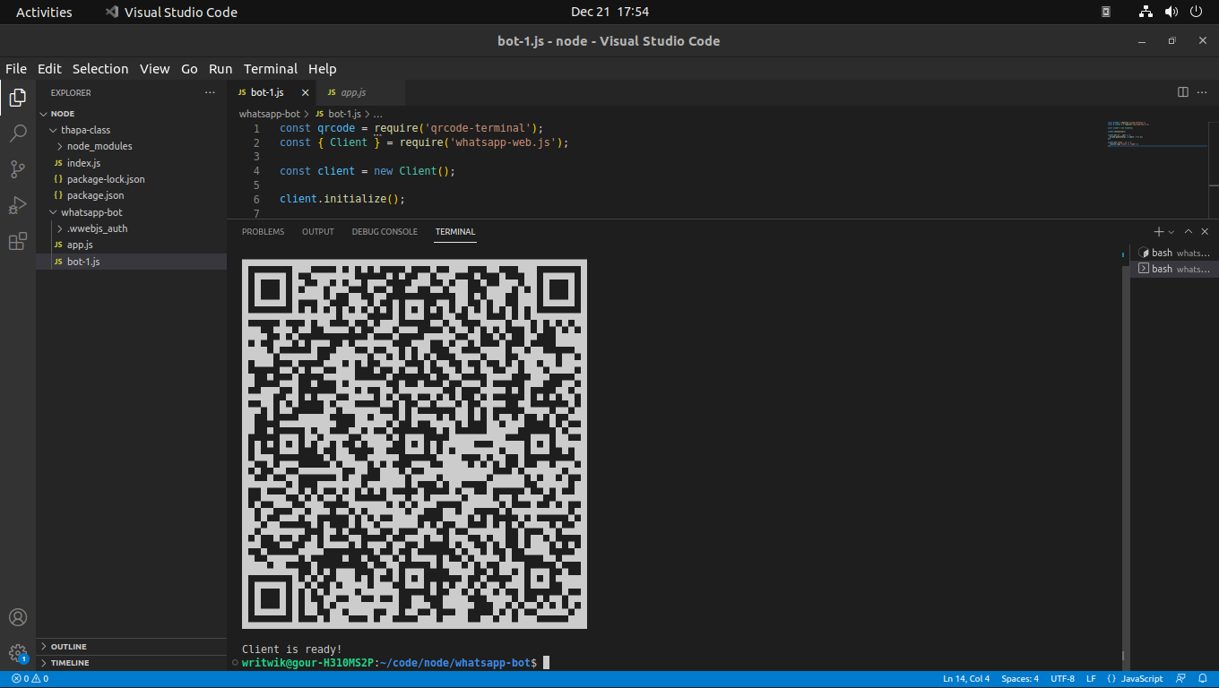 How to make a simple Whatsapp Bot in NodeJS | CodeForGeek
