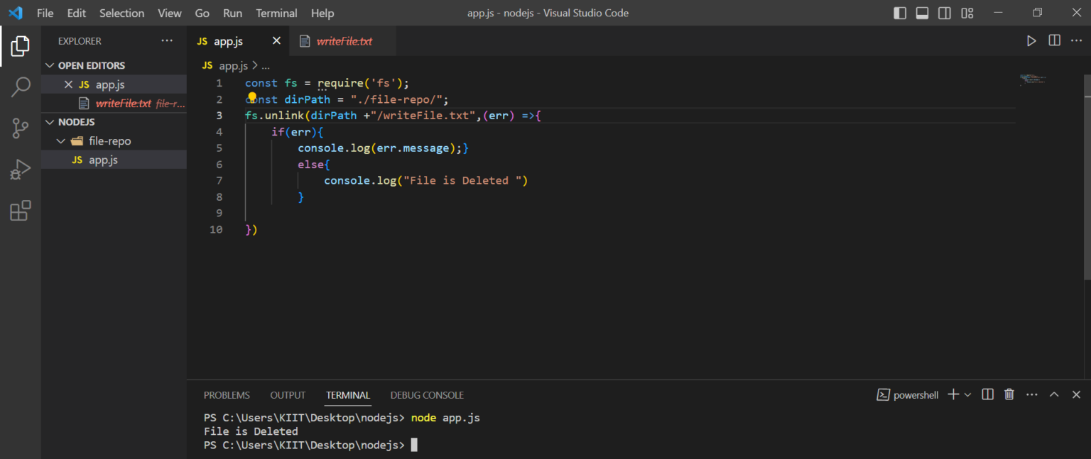 Removing A File In Nodejs With Unlink And Unlinksync Methods Codeforgeek
