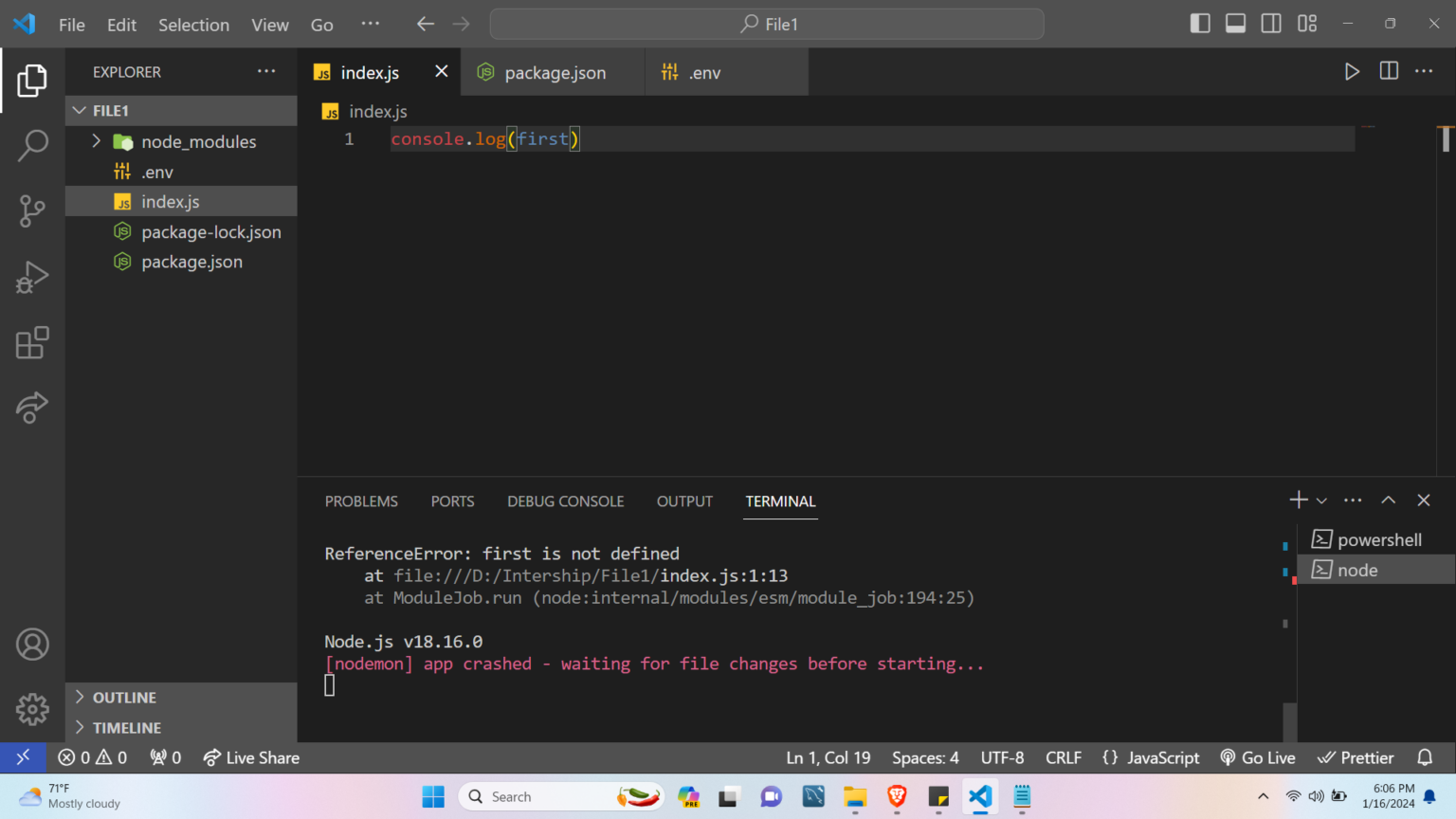 How to fix [nodemon] app crashed - waiting for file changes before starting… | CodeForGeek
