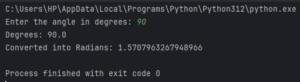 Convert Degree to Radian in Python (3 Ways) | CodeForGeek