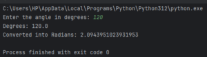 Convert Degree to Radian in Python (3 Ways) | CodeForGeek