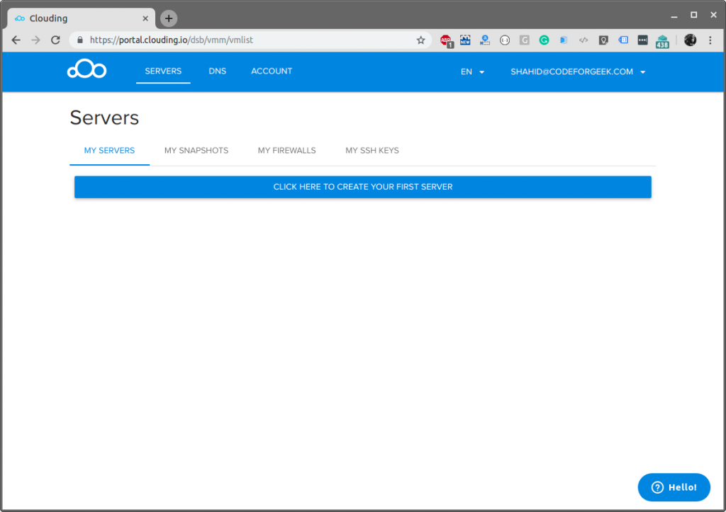 Hosting Nodejs App on Clouding.io Platform | CodeForGeek